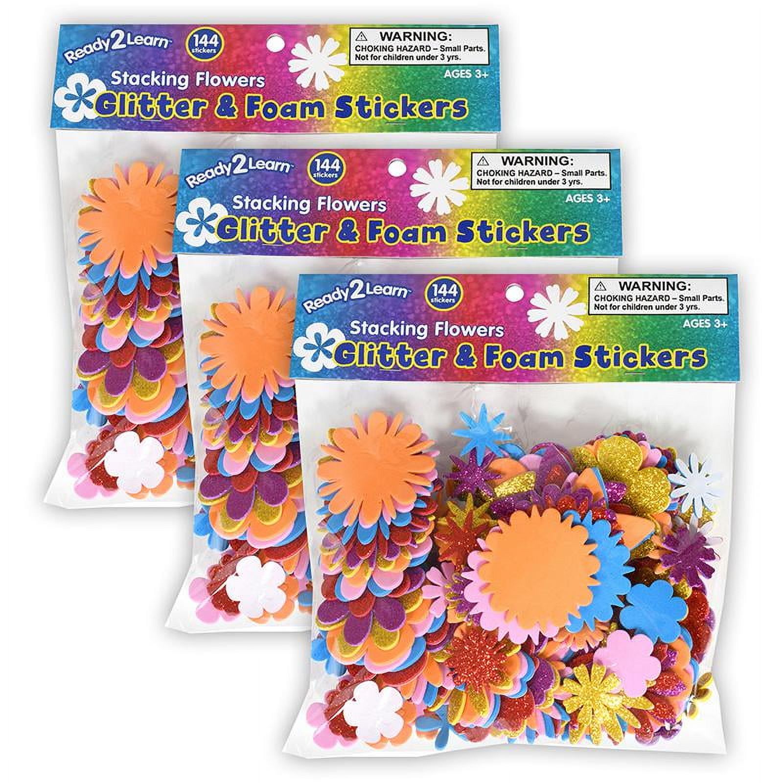 READY 2 LEARN Glitter and Foam Stickers - Stacking Flowers - 144 Per ...