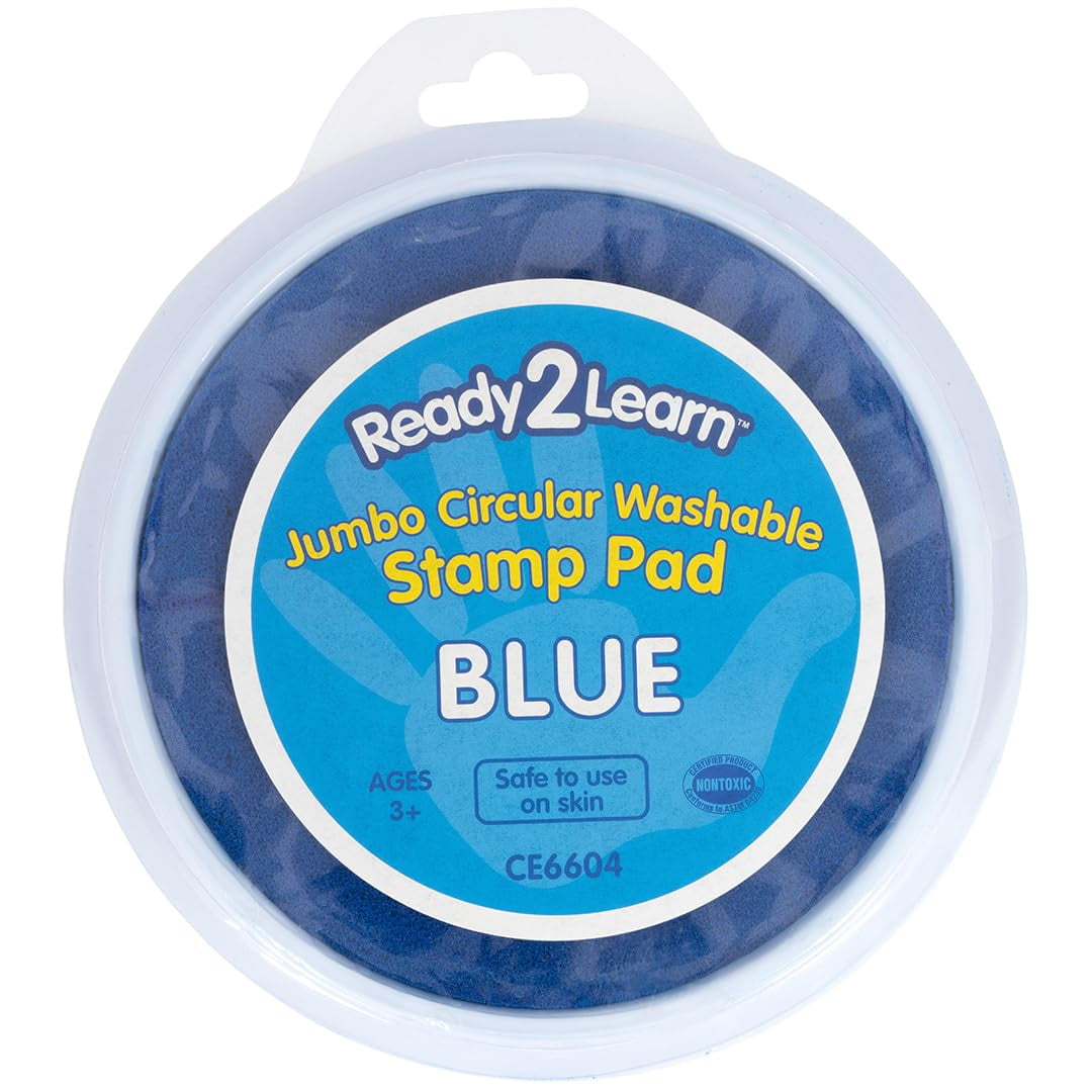 READY 2 LEARN Jumbo AIF9 Circular Washable Stamp Pad - Blue - 5.75" dia ...