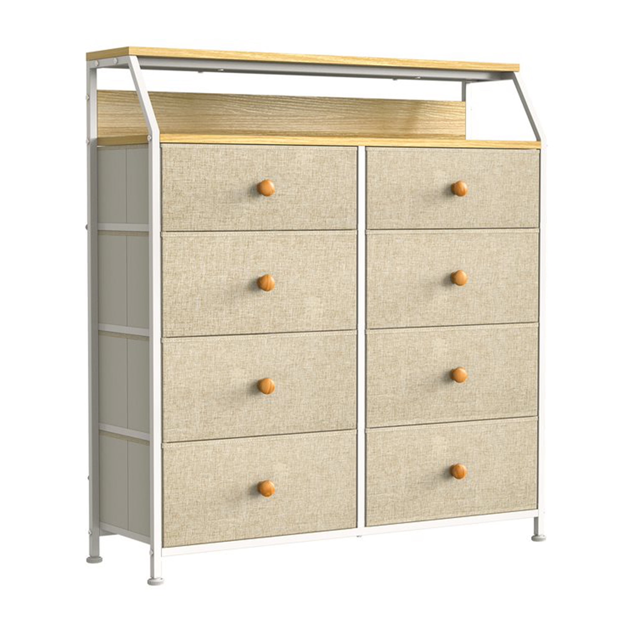 REAHOME 8 Drawer Wood Top Storage Dresser w/2 Drawer Organizers, Taupe ...