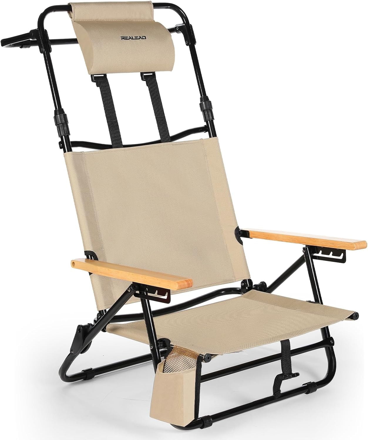 REALEAD Beach Chairs for Adults - Extendable High Back Reclining Beach ...