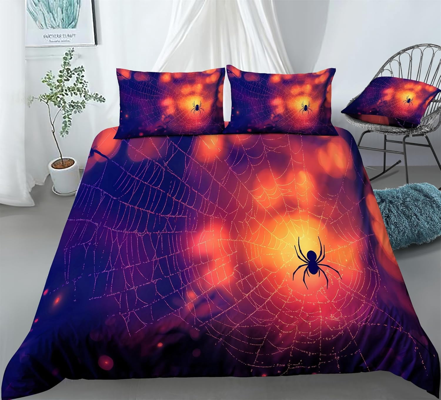 REALIN Cartoon Halloween Decoration Bedding Spider Halloween Prints ...