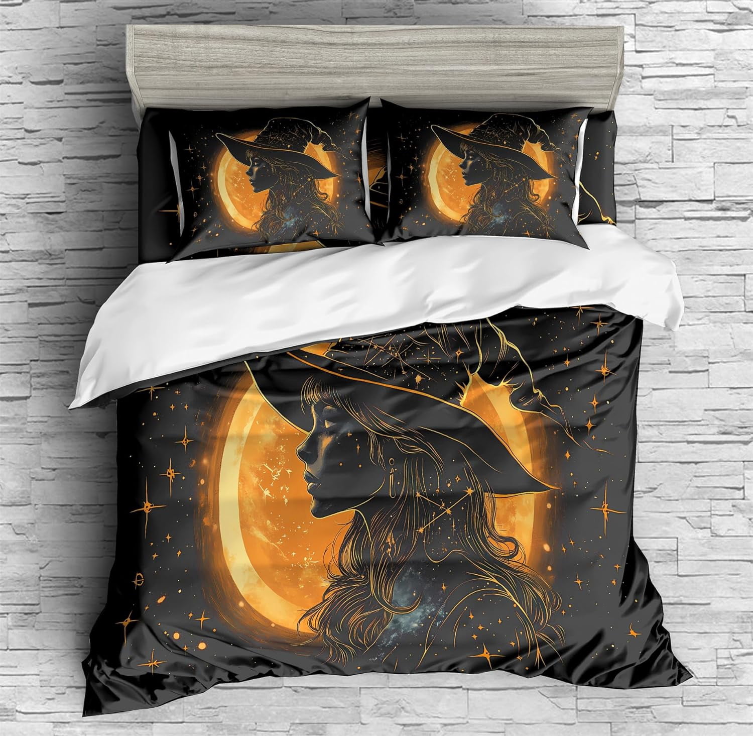 REALIN Colorful Retro Witch Print Duvet Cover Set Mystic Witch Art ...