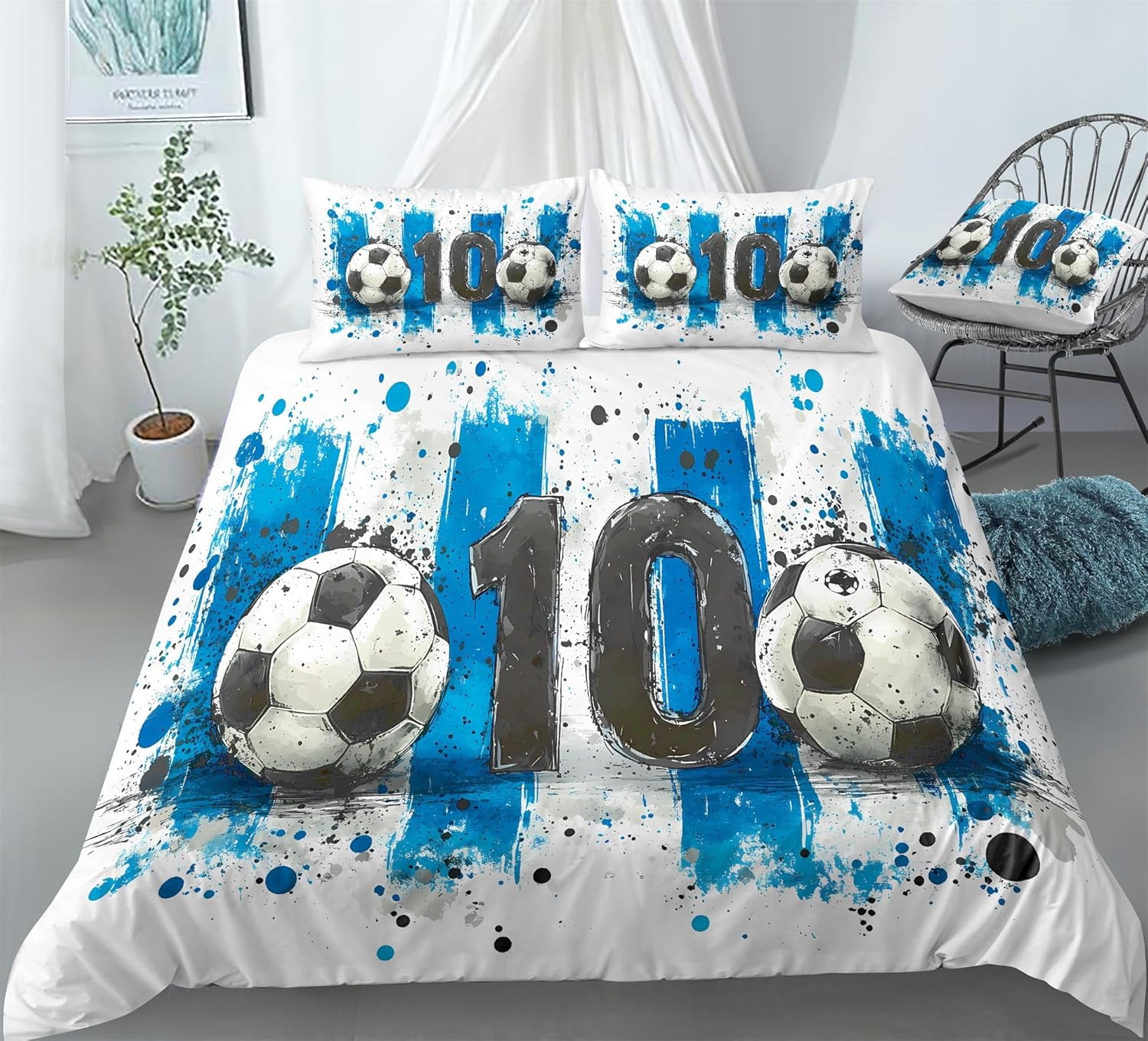 REALIN Cute Argentina Football Duvet Cover Set Hand-Drawn Argentina ...