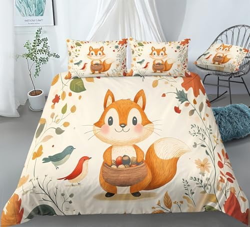 REALIN Cute Chipmunks Animal Prints Bedding Cartoon Chipmunks Duvet ...