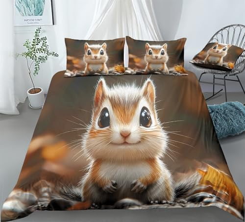 REALIN Cute Chipmunks Animal Prints Bedding Cartoon Chipmunks Duvet ...
