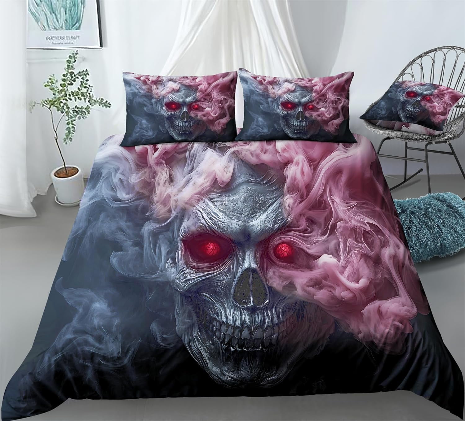 REALIN Exquisite Blue Butterfly Skeleton Bedding Vintage Skeleton Duvet ...