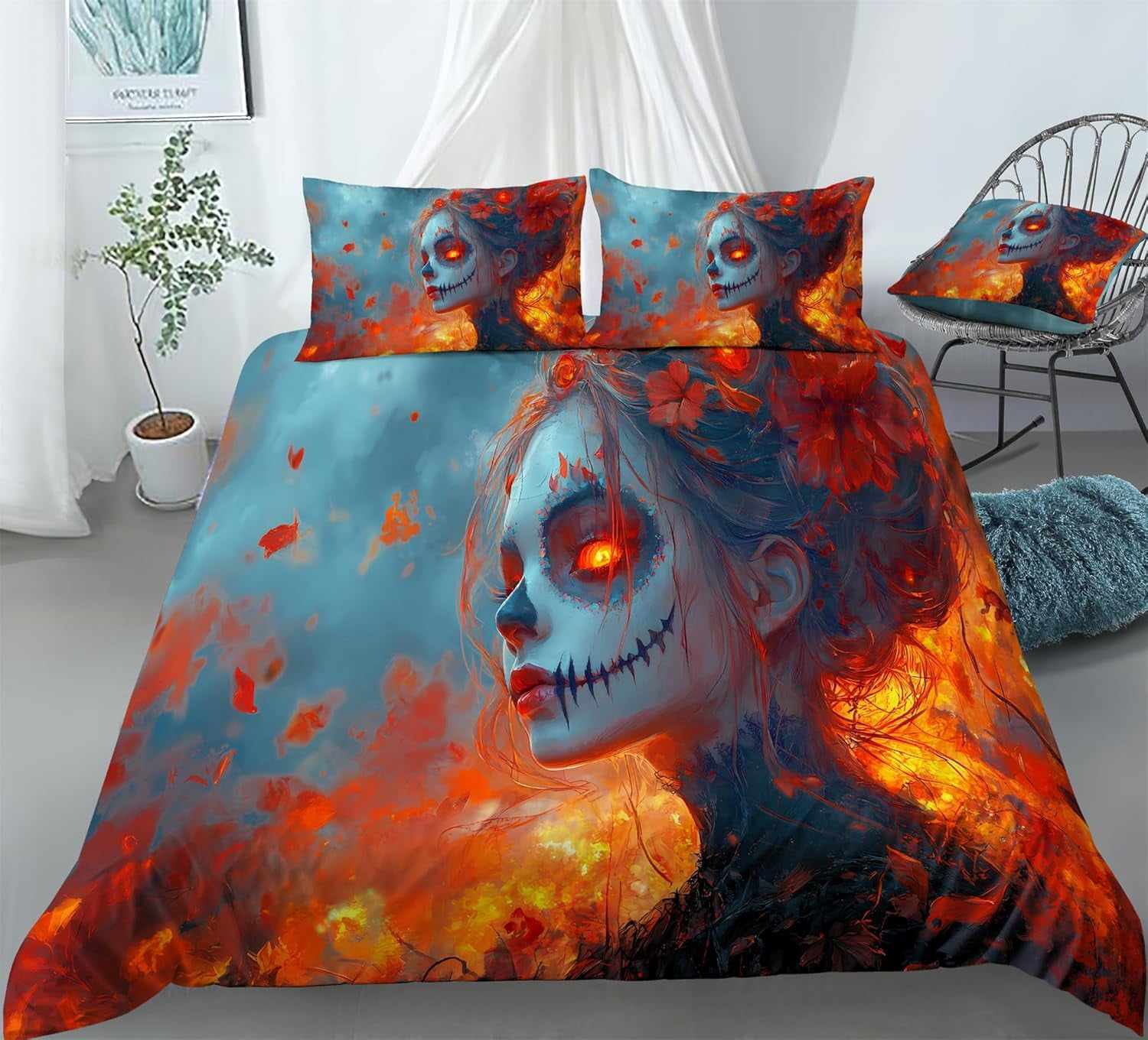 REALIN Halloween Witch Design Print Bedding Mystic Witch Art Duvet ...
