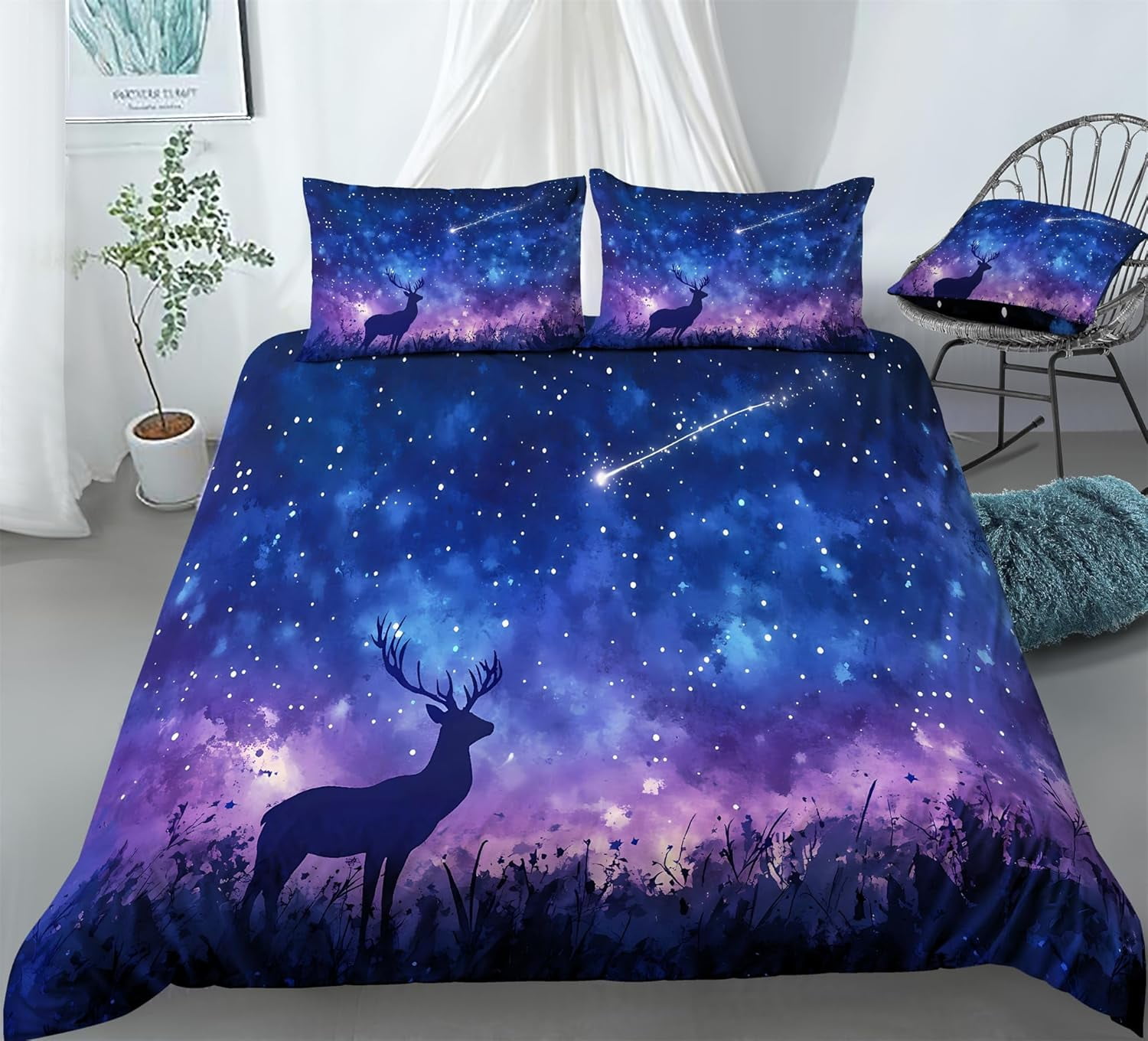 REALIN Hand-Painted Starry Sky Starry Night Bedding Galaxy Themed Duvet ...