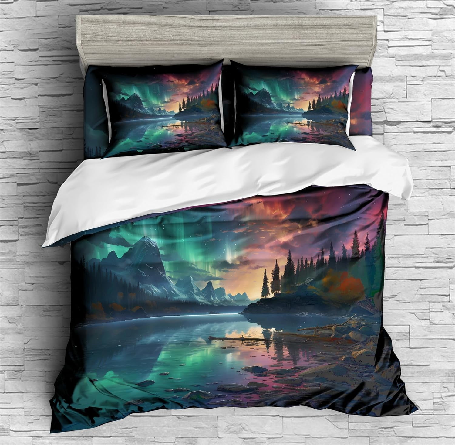 REALIN Northern Lights Duvet Cover Set Aurora Northern Sky Enchanted ...