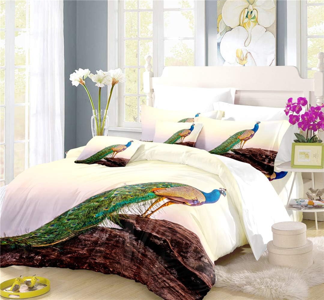REALIN Peafowls Duvet Cover Set Chinese Style Bedding Noble Green ...