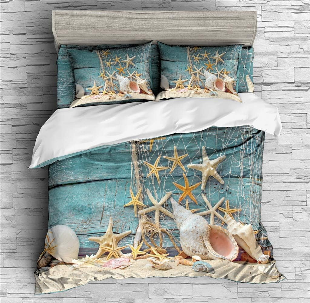 REALIN Shell Duvet Cover Set Beach Starfish Sea Underwater Tropical ...