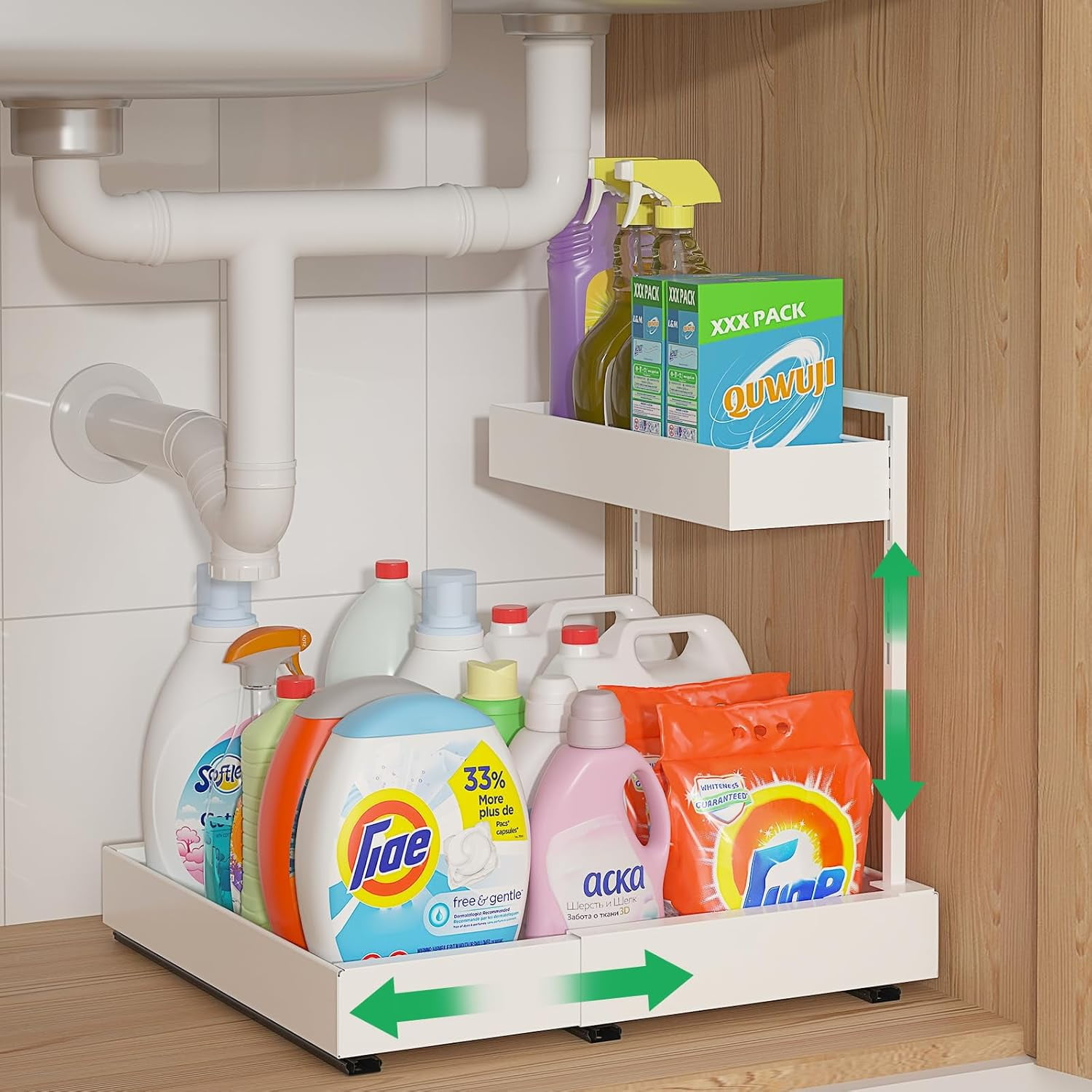 REALINN Expandable Under Sink Organizers and Storage, 2 Tier Under ...