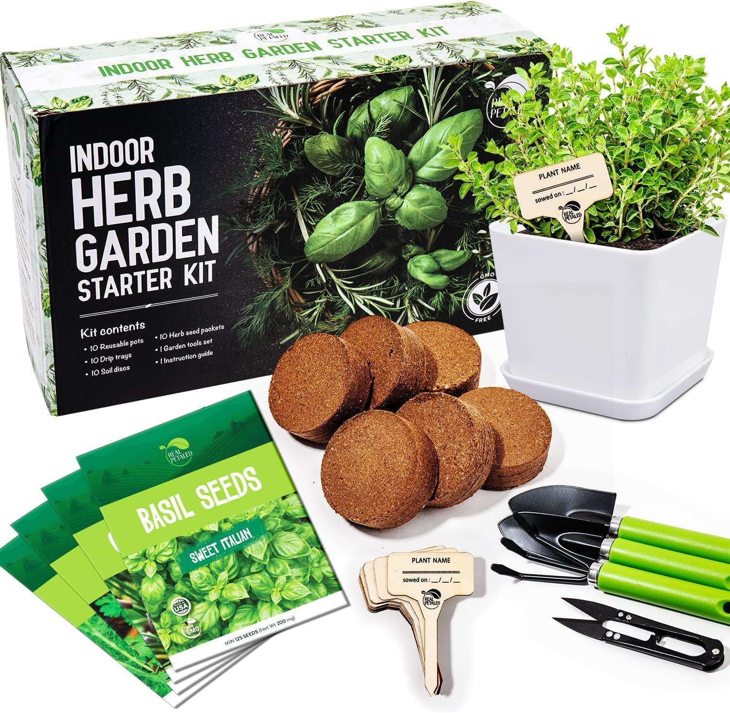 REALPELATED Indoor Herb Garden Kit, 10 Herb Varieties, Reusable Pots ...