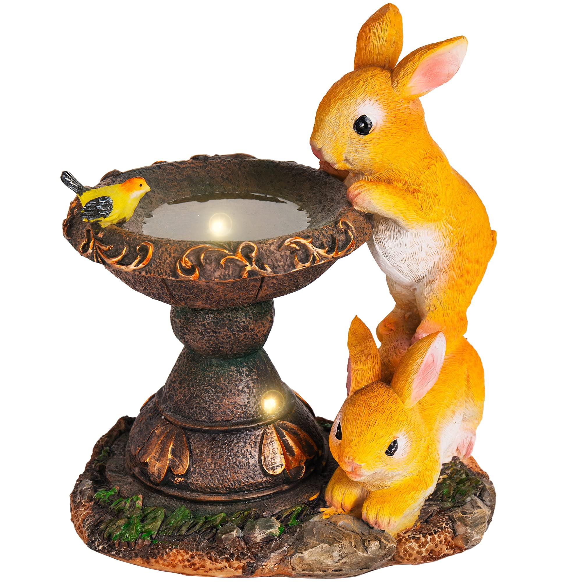 REALPETALED Garden Bunny Statues, Solar Garden Statue Outdoor Decor ...
