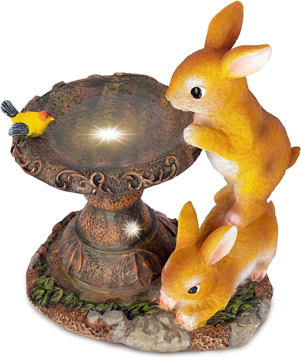 REALPETALED Garden Bunny Statues, Solar Garden Statue Outdoor Decor ...