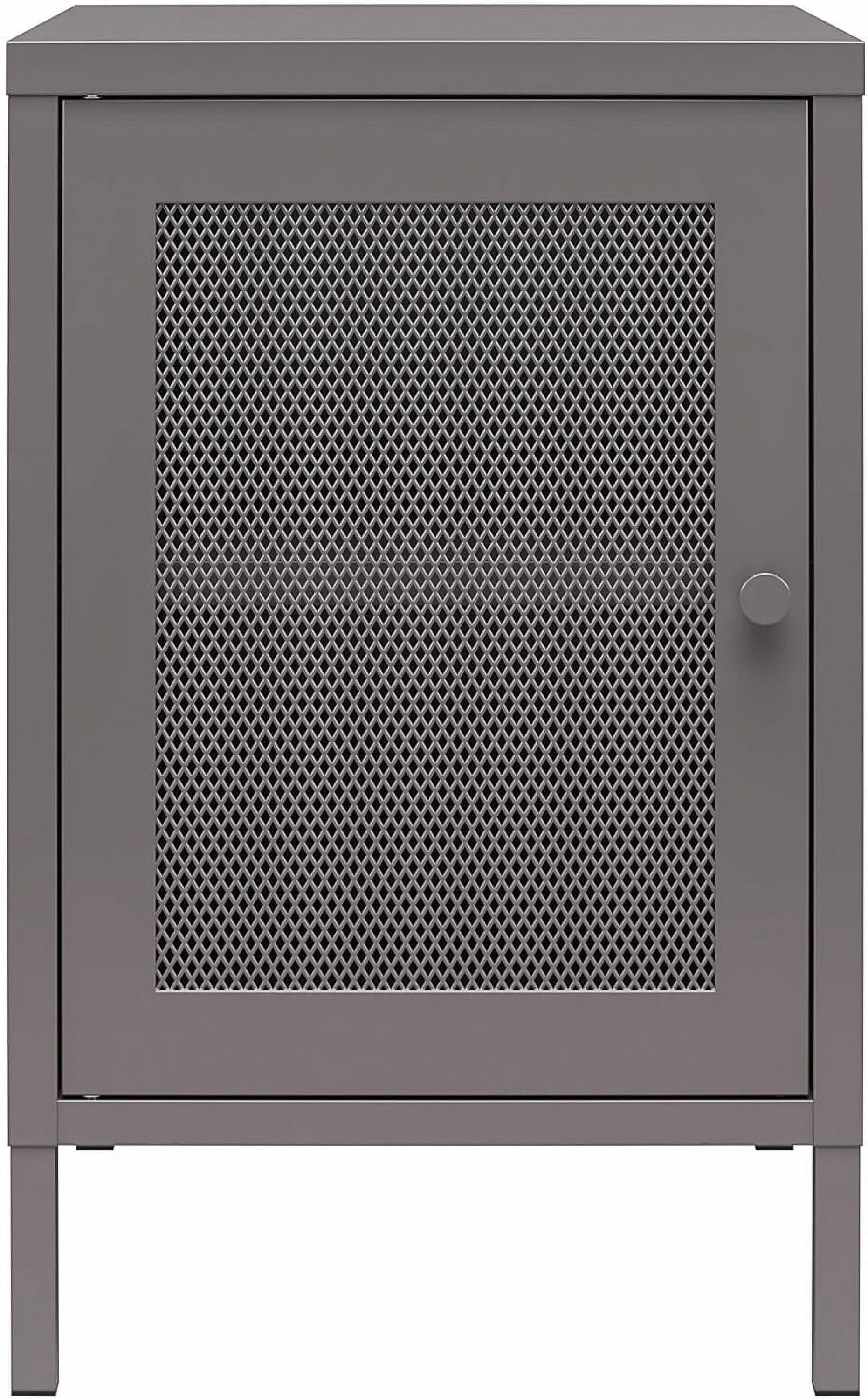 REALROOMS Shadwick 1 Door Metal Locker End Table with Metal Mesh Doors ...