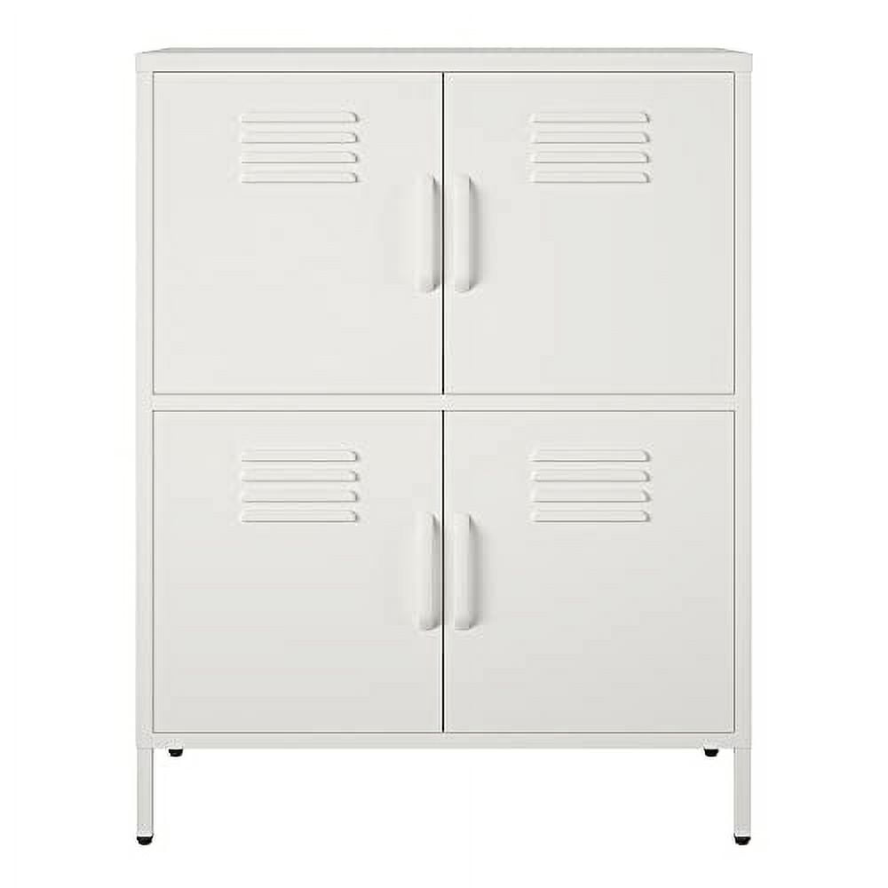 REALROOMS Shadwick 4 Door Metal Locker Style Accent Storage Cabinet ...