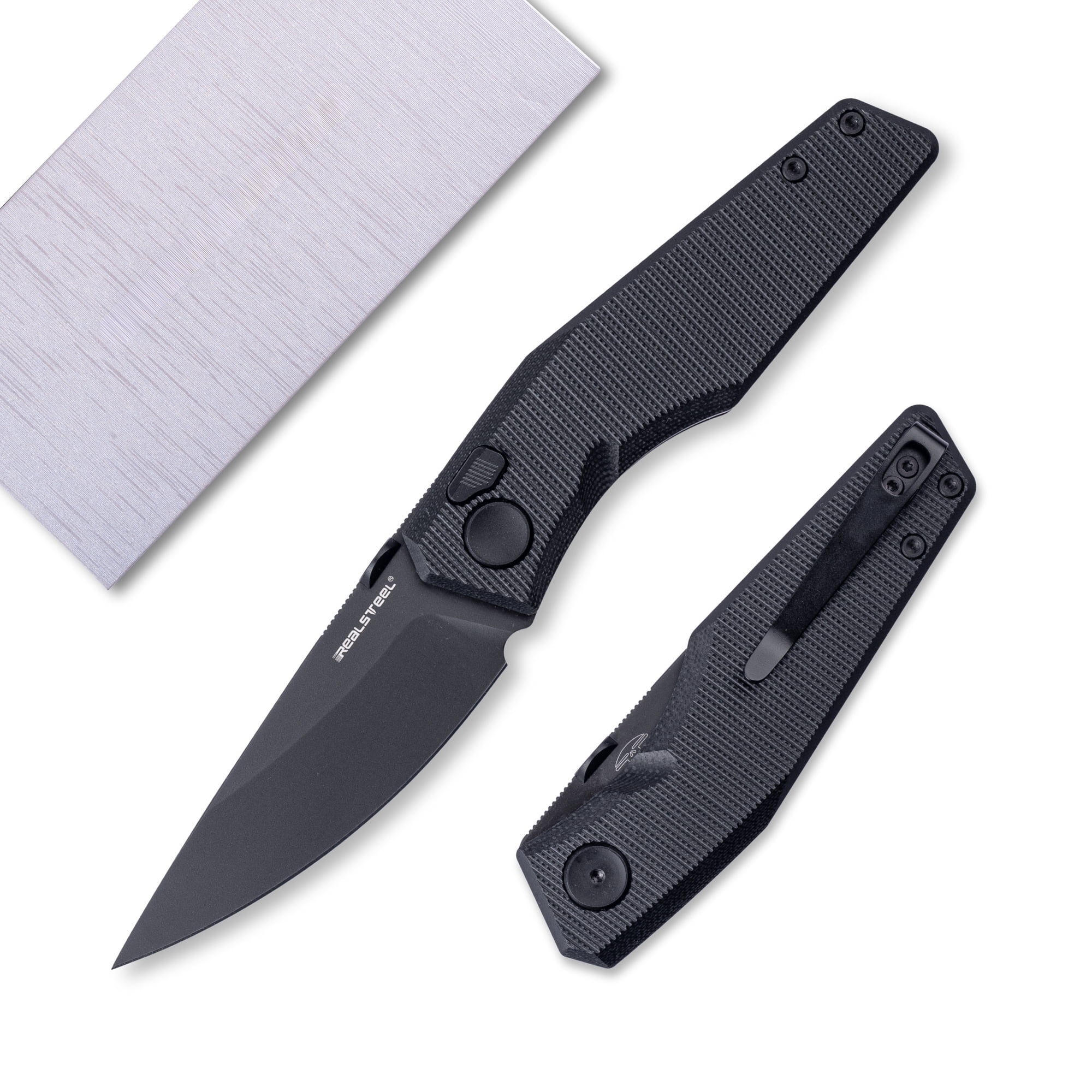 REALSTEEL SPECTRUM Folding Pocket Knife,Thumb Disk,Button Lock,3.39 ...