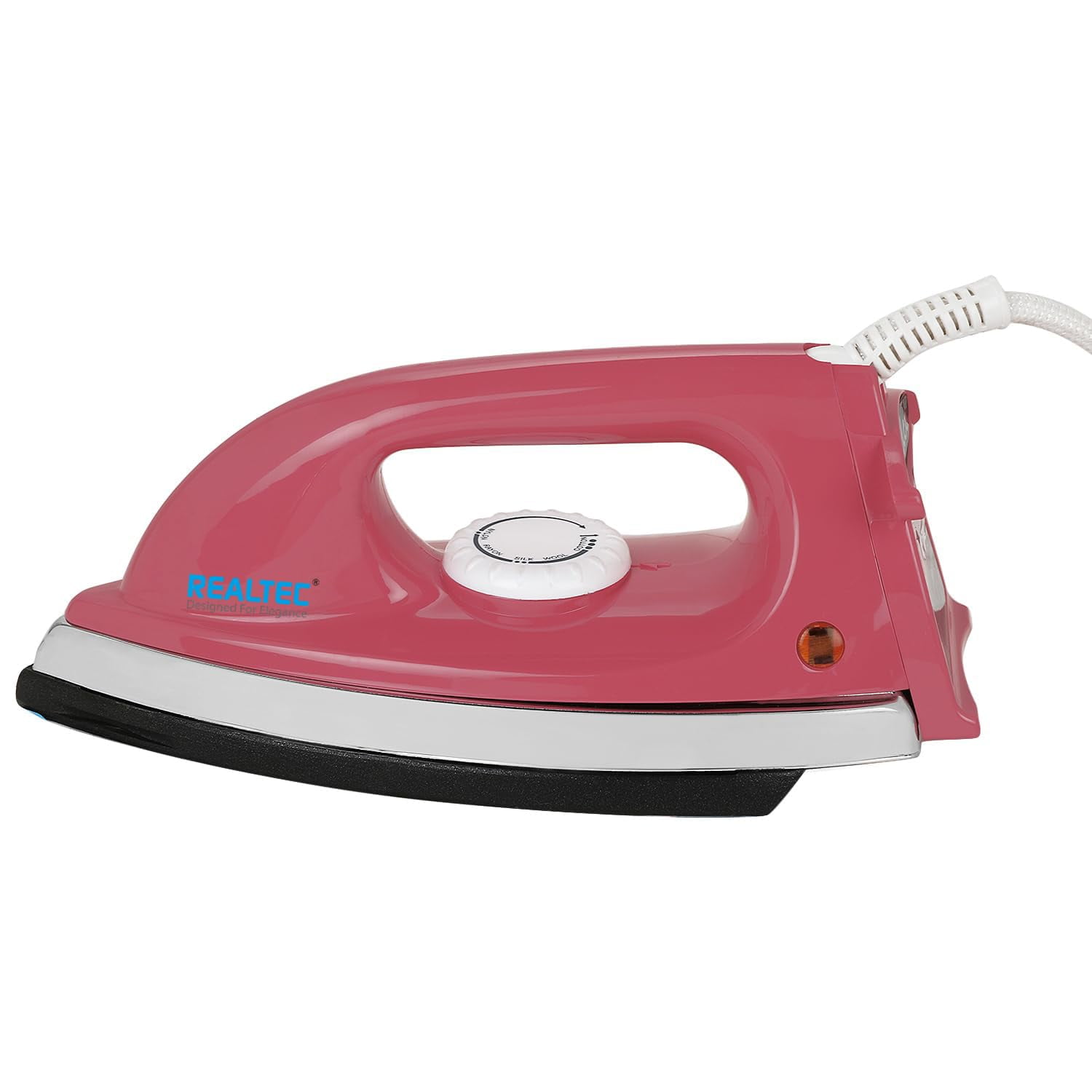 REALTEC Steelco 1000W Electric Dry Iron Press for WrinkleFree Clothes NonStick Coated Sole Plate ...