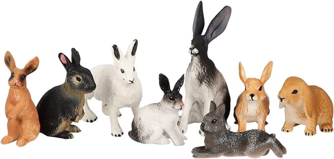 REALYUCAN 8 Pieces Mini Easter Bunny Rabbit Figurines Farm Animals Toy ...