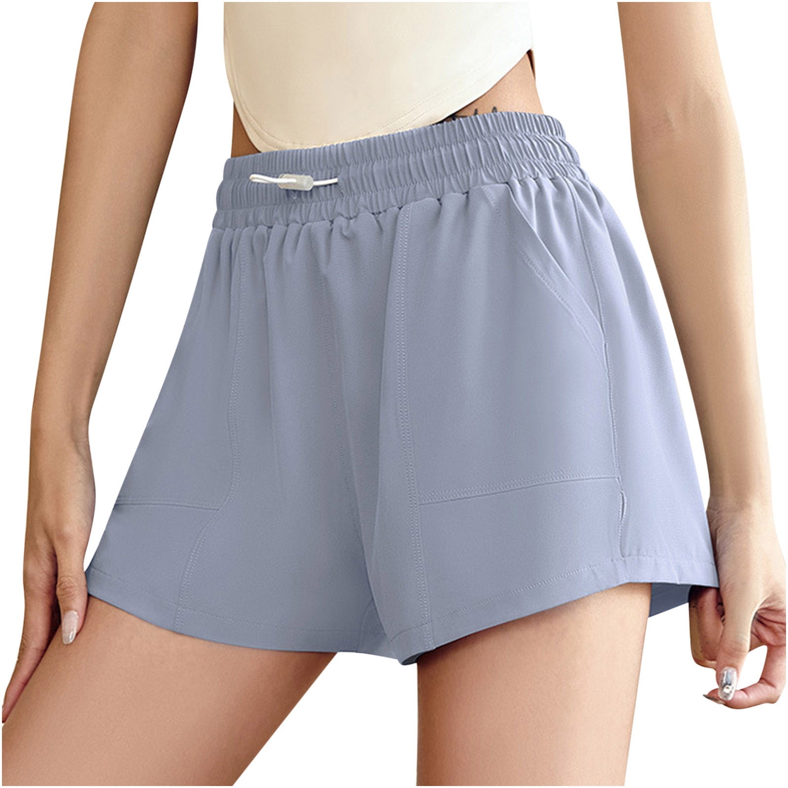 REALiKUN Athletic Shorts for Women High Waisted Workout Short Running ...