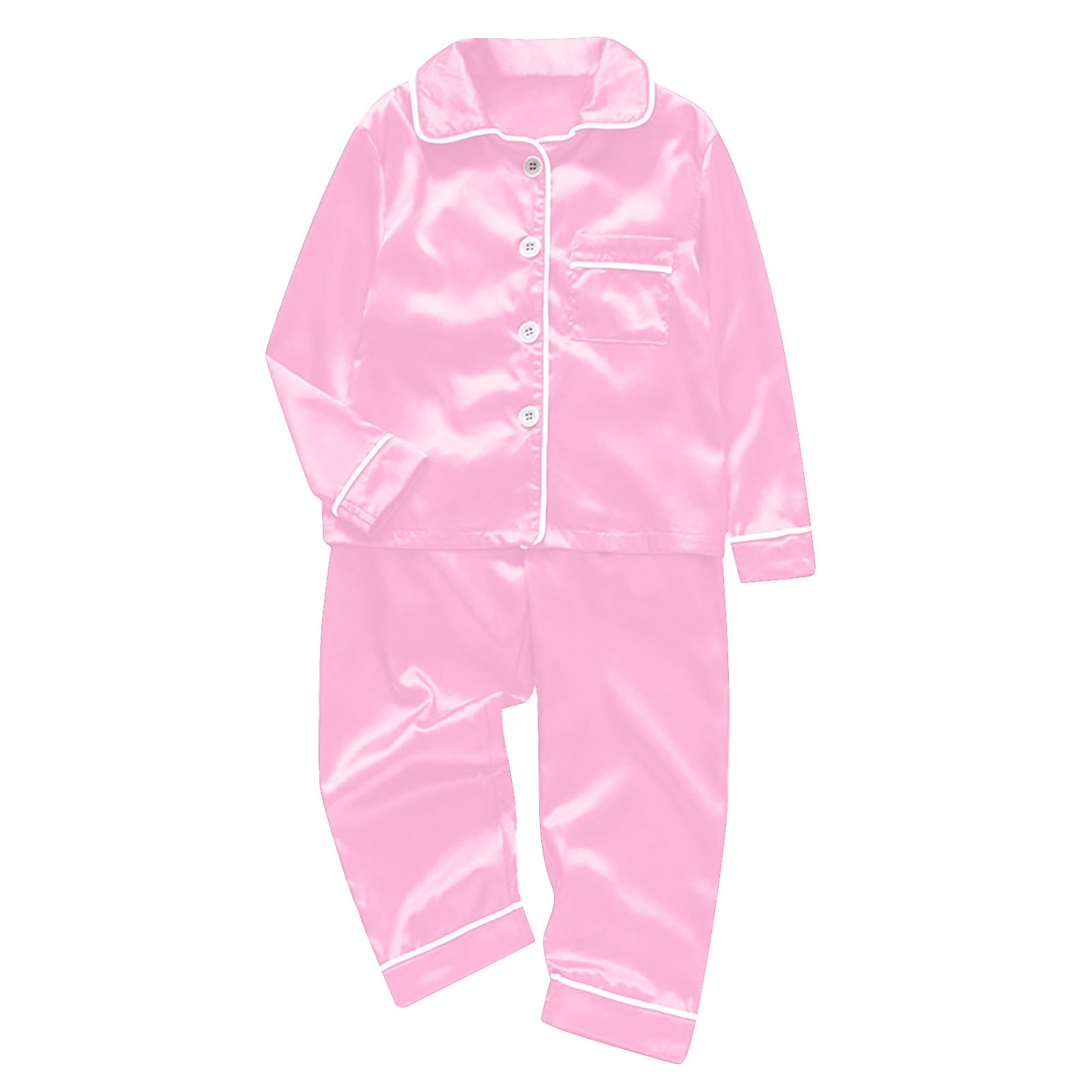 REALiKUN Family Matching Pajamas Set Silk Satin Button Down Sleepwear ...