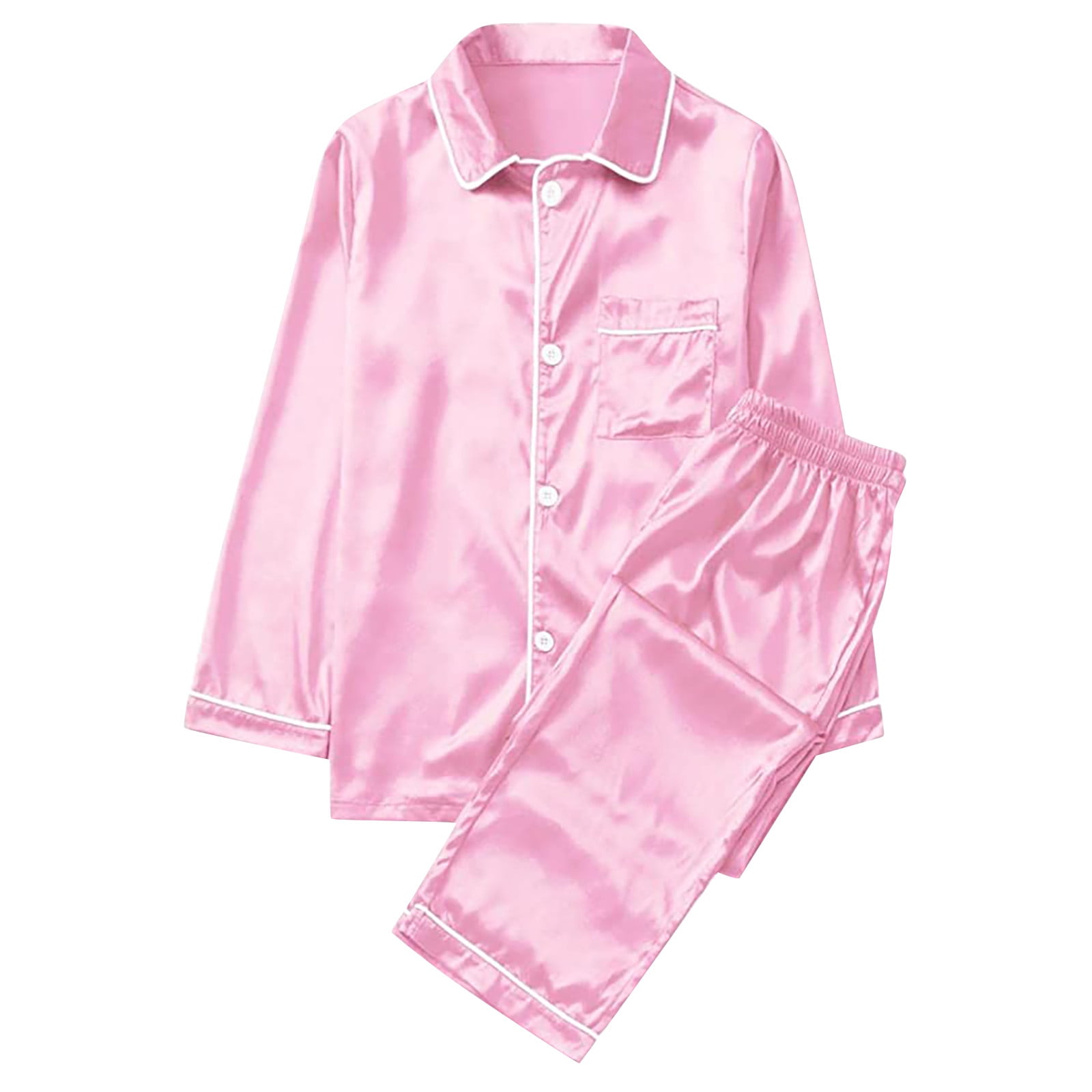 REALiKUN Family Matching Pajamas Set Silk Satin Button Down Sleepwear ...