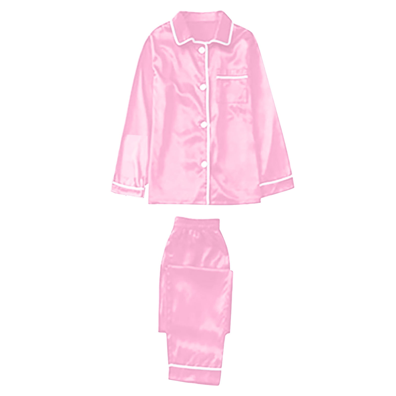 REALiKUN Family Matching Pajamas Set Silk Satin Button Down Sleepwear ...