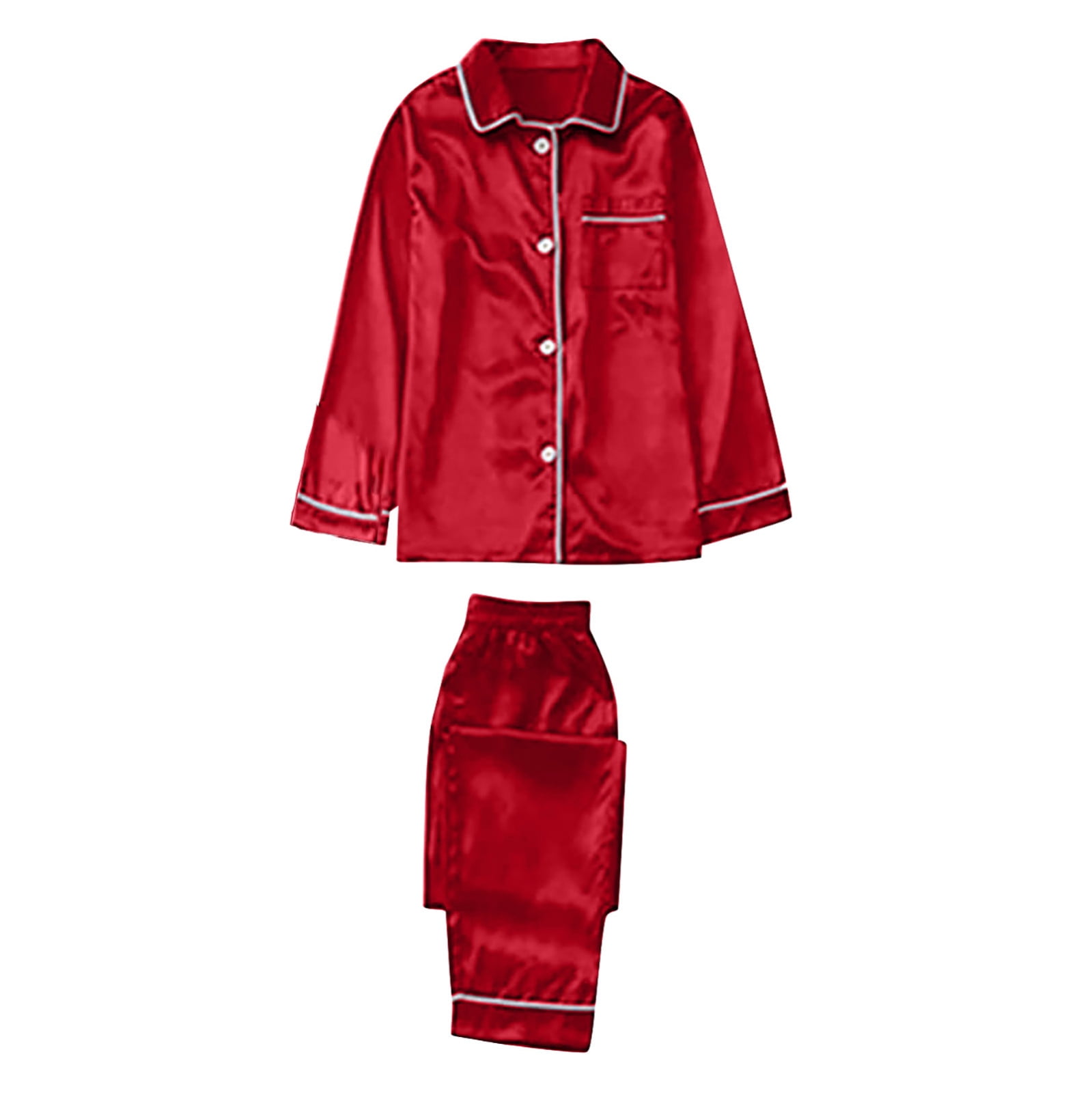REALiKUN Family Matching Pajamas Set Silk Satin Button Down Sleepwear ...