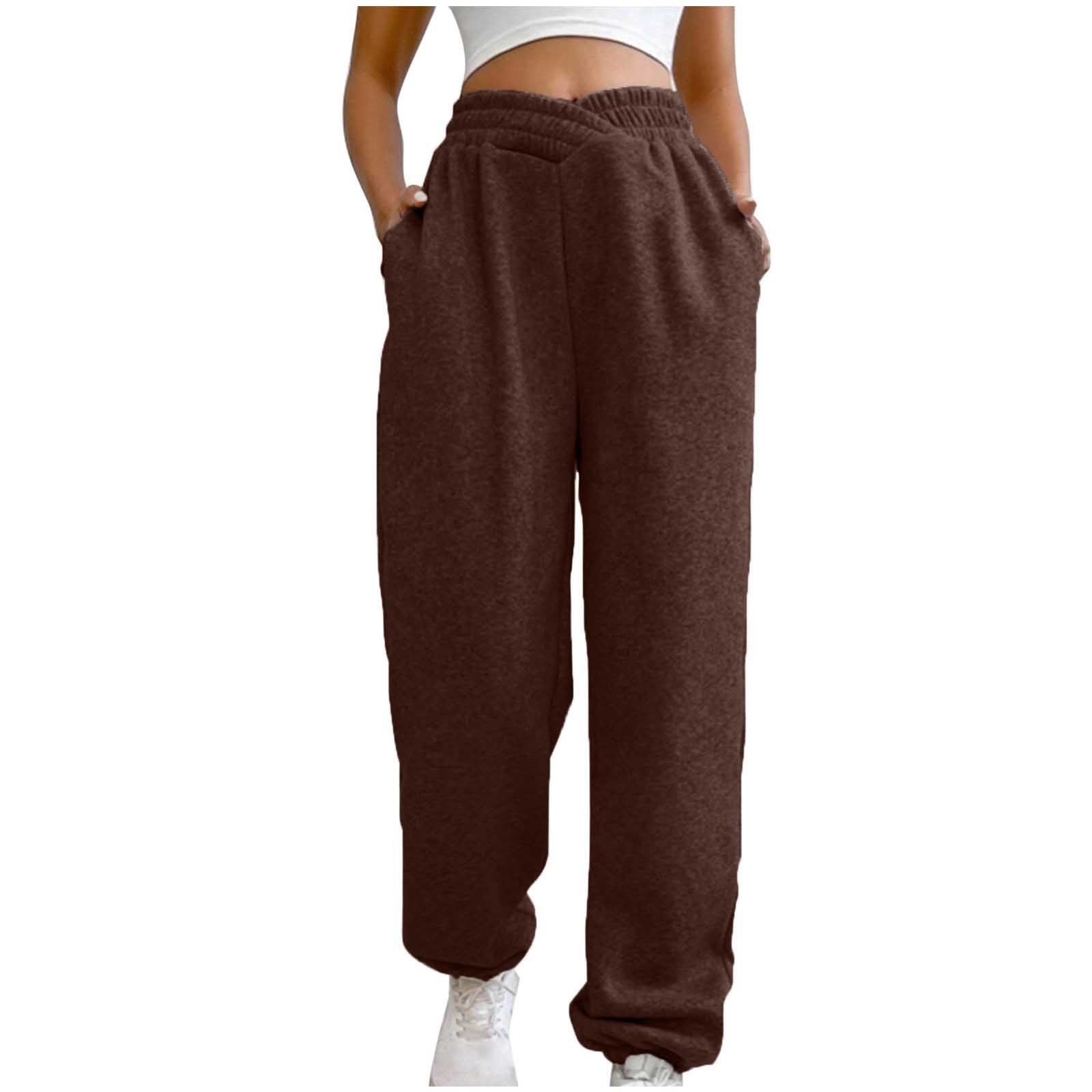 REALiKUN High Waisted Sweatpants for Women Asymmetrical Cross V Waist ...