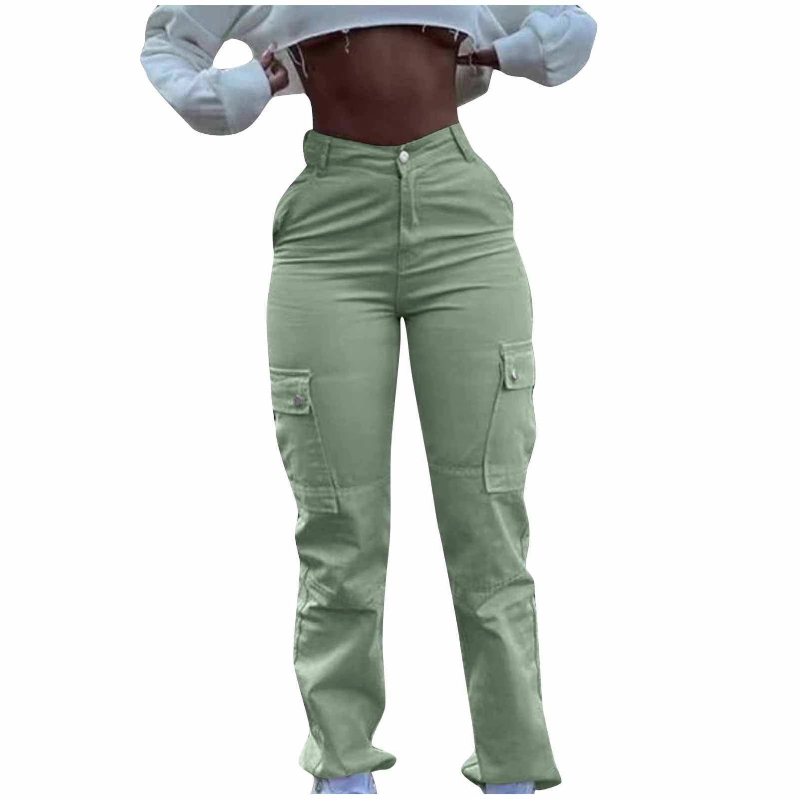 REALiKUN Jeans Cargo Pants for Women Denim High Waisted Aesthetic Slim ...