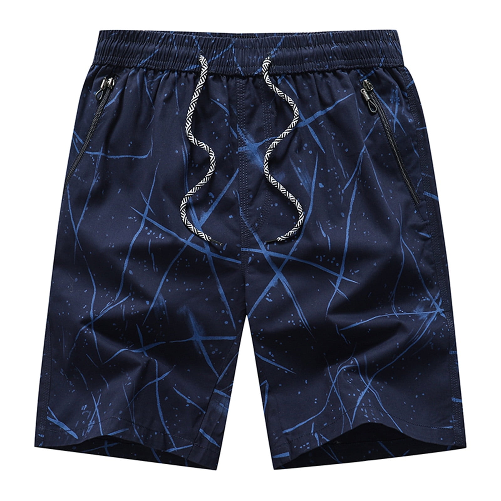 Realikun Mens Casual Shorts Elastic Waist Drawstring Textured Summer