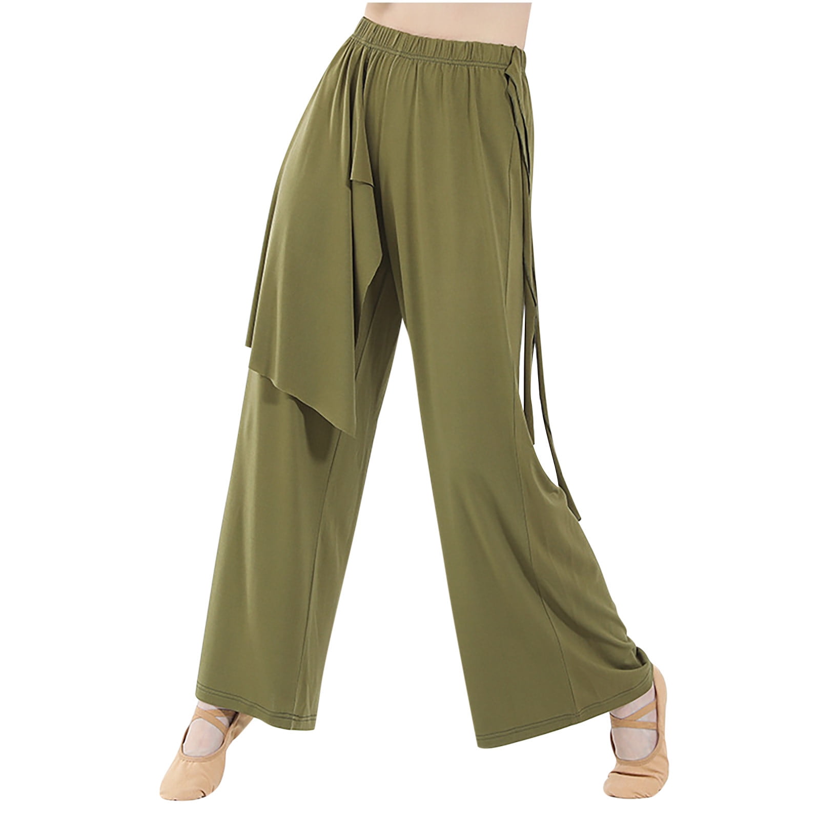 REALiKUN Women's Dance Pants Straight Tube Flowing Loose Wide Leg Pants ...