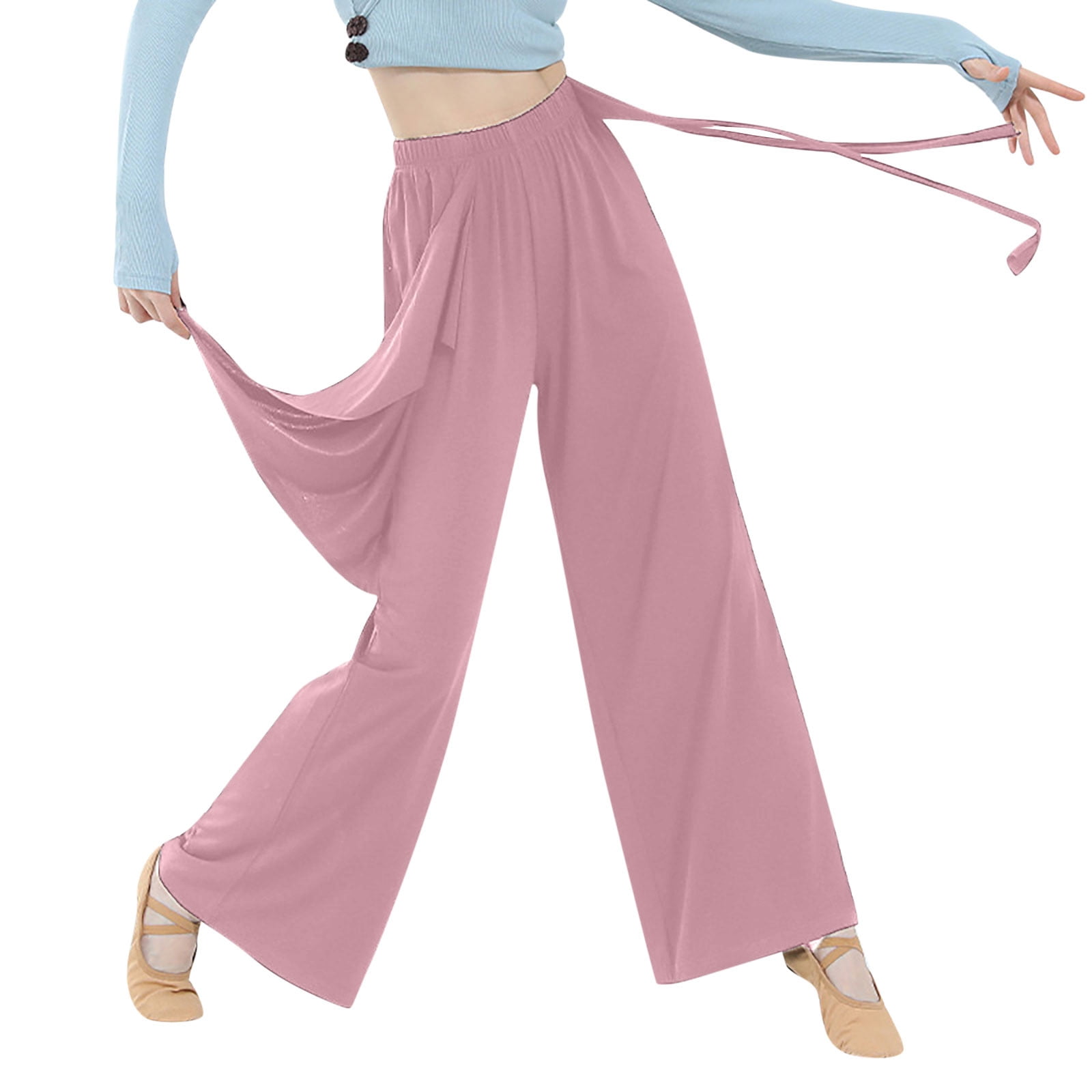 REALiKUN Women's Dance Pants Straight Tube Flowing Loose Wide Leg Pants ...