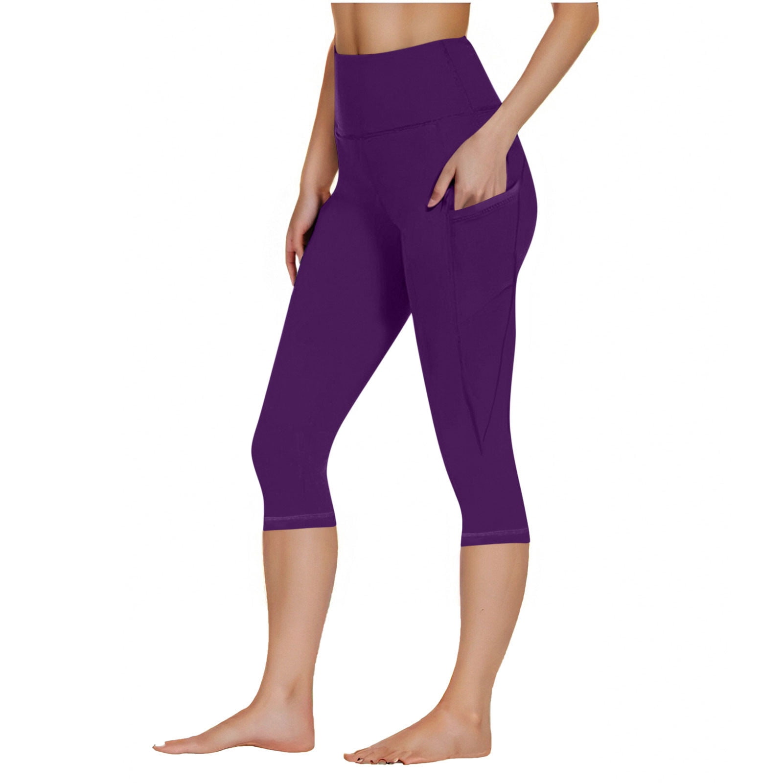 REALiKUN omen's Capri Leggings with Pockets High Waisted Knee Length ...