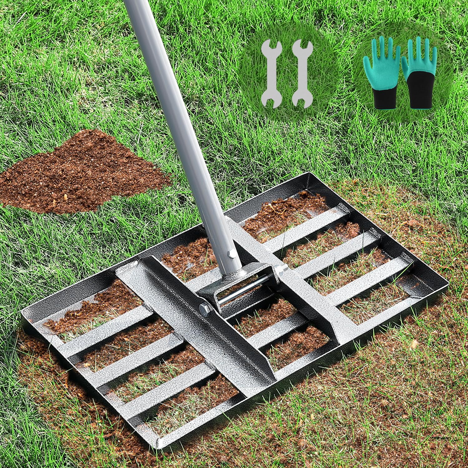 REAPALOT Lawn Leveling Rake, Lawn Leveler with Stainless Steel Long ...