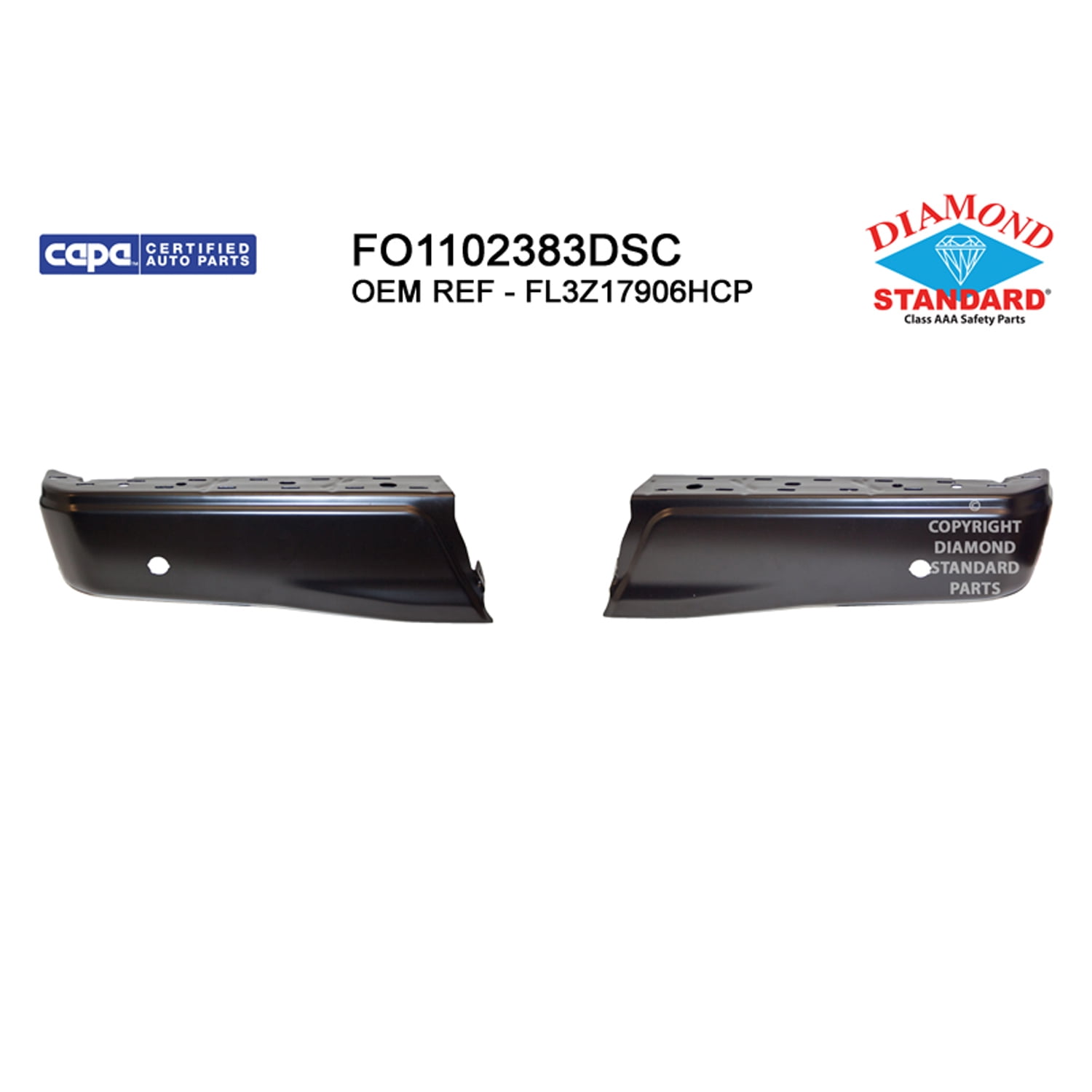 REAR BUMPER FACE BAR [2-PC LEFT AND RIGHT]; PRIME; WITH PARK ASSIST ...
