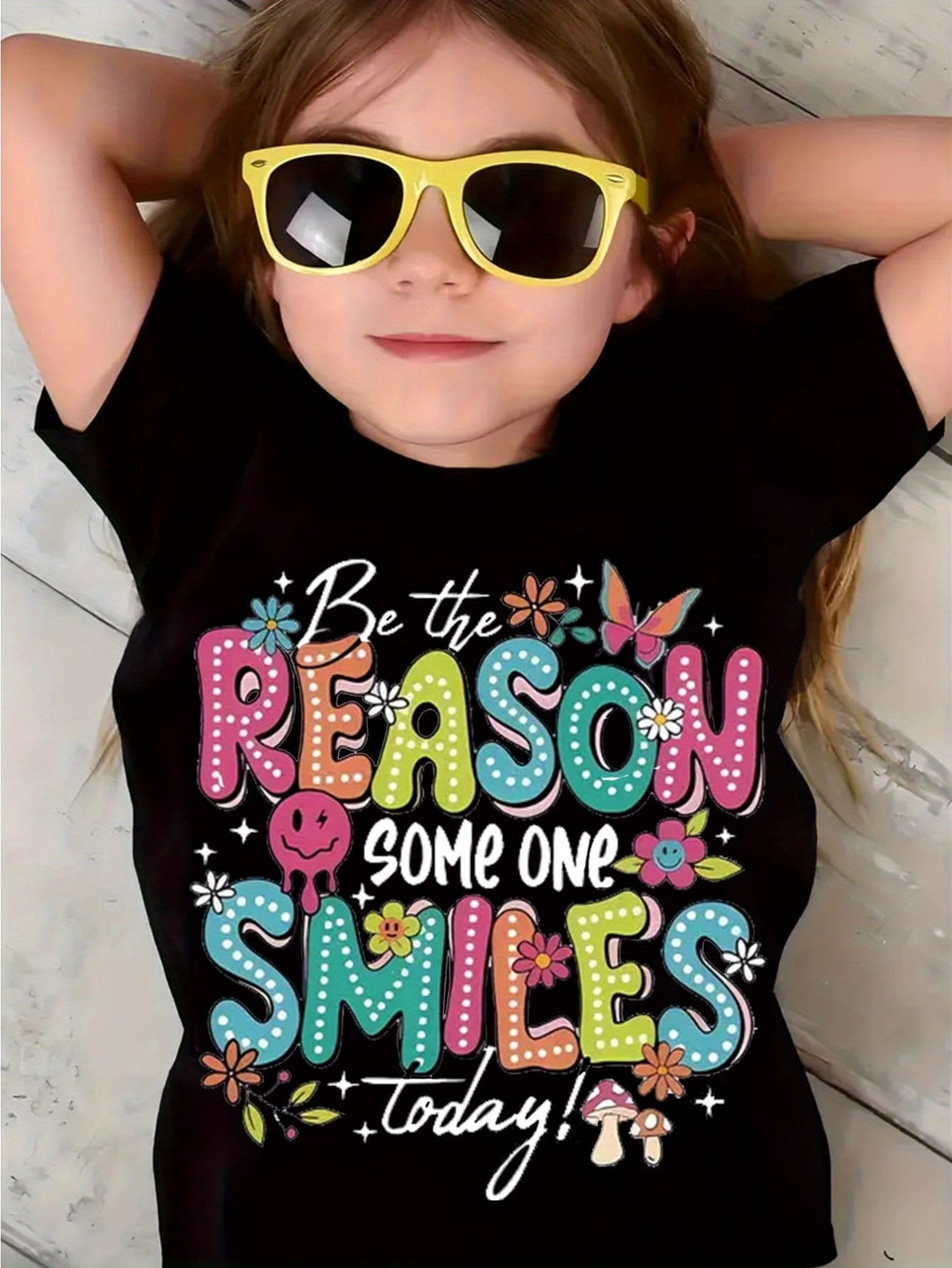 Be the REASON Someone Smiles Today" - Girls' Vibrant Neon Short Sleeve ...