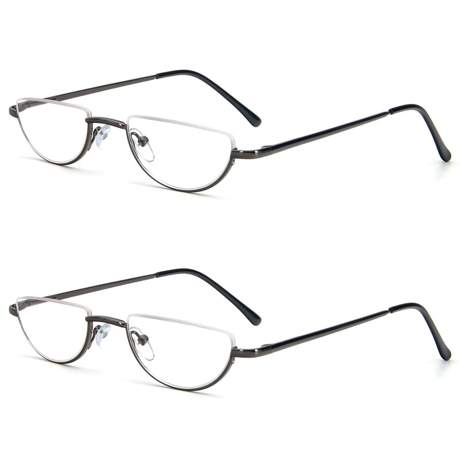 REAVEE 2 Pack Half Lens Reading Glasses Men Women Spring Hinge Metal ...