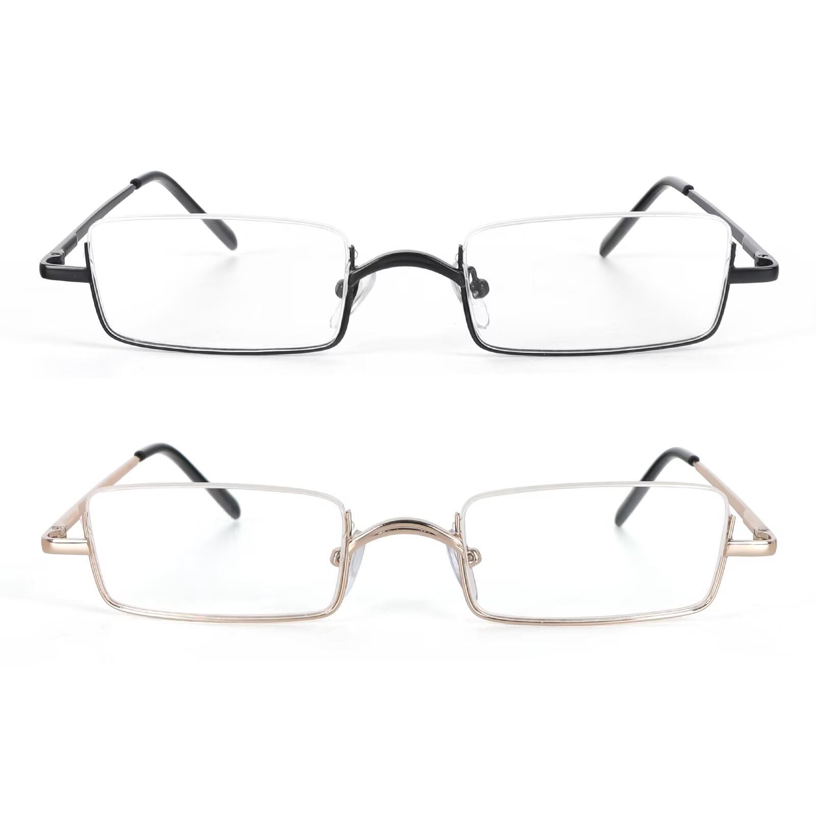 REAVEE 2 Pack Half Reading Glasses Square Semi Rimless Readers Metal ...