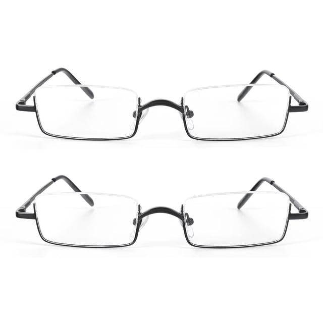 REAVEE 2 Pack Half Reading Glasses Square Semi Rimless Readers Metal ...