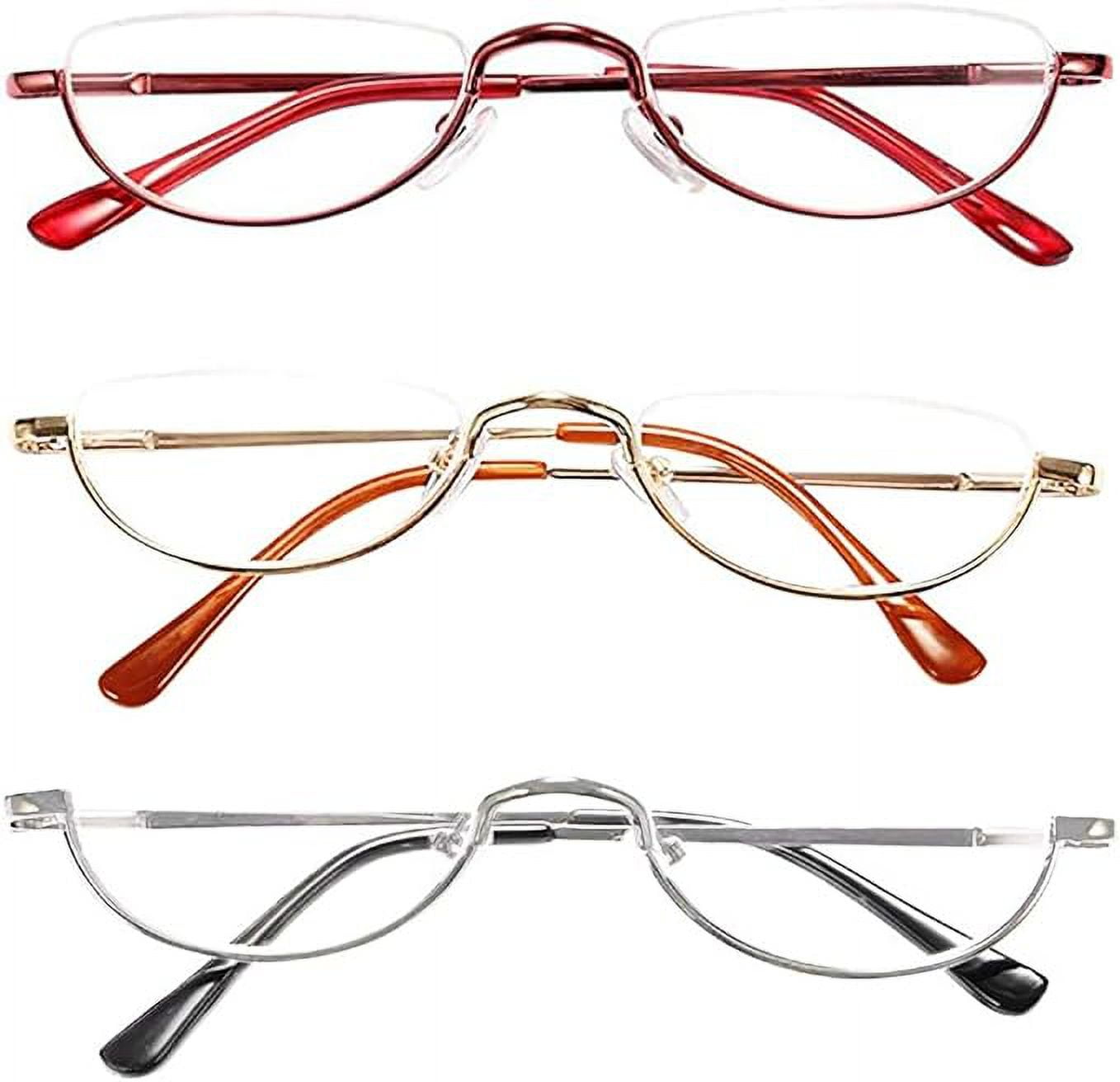 REAVEE 3 Pack Half Frame Retro Designer Alloy Reading Glasses Women Men ...