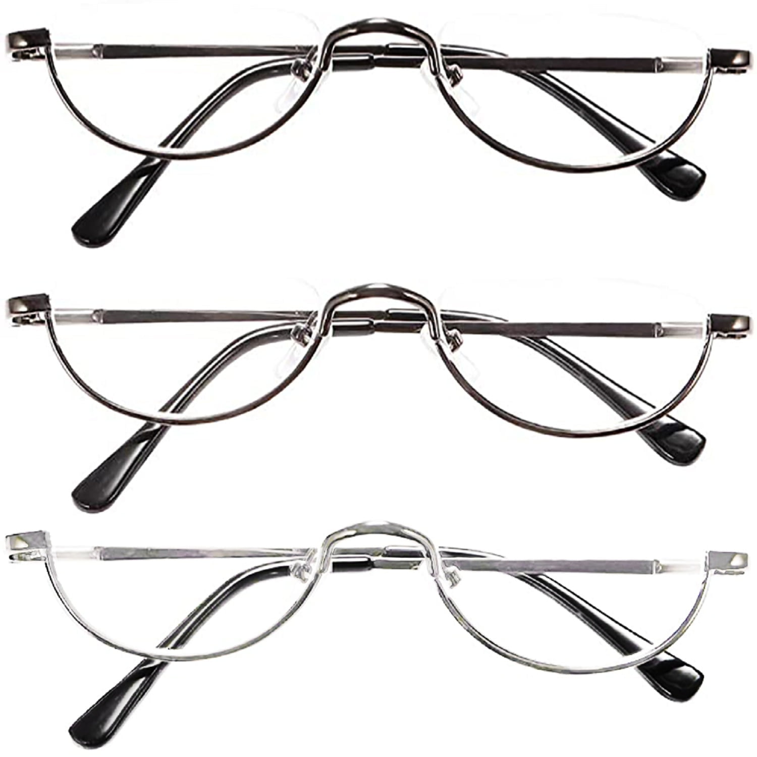 REAVEE 3-Pack Retro Designer Alloy Half Moon Reading Glasses Women Men ...