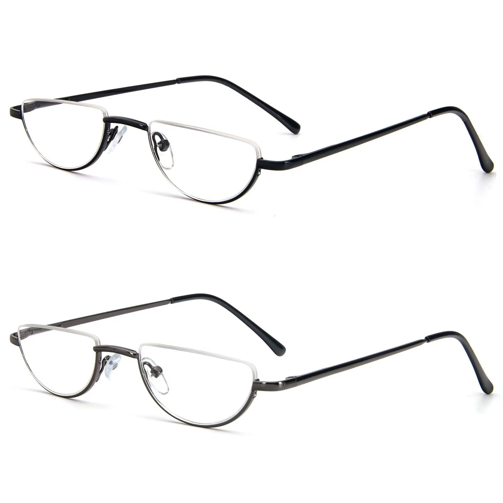 REAVEE Half Reading Glasses 2 Pairs Half Rim Metal Frame Glasses Spring ...
