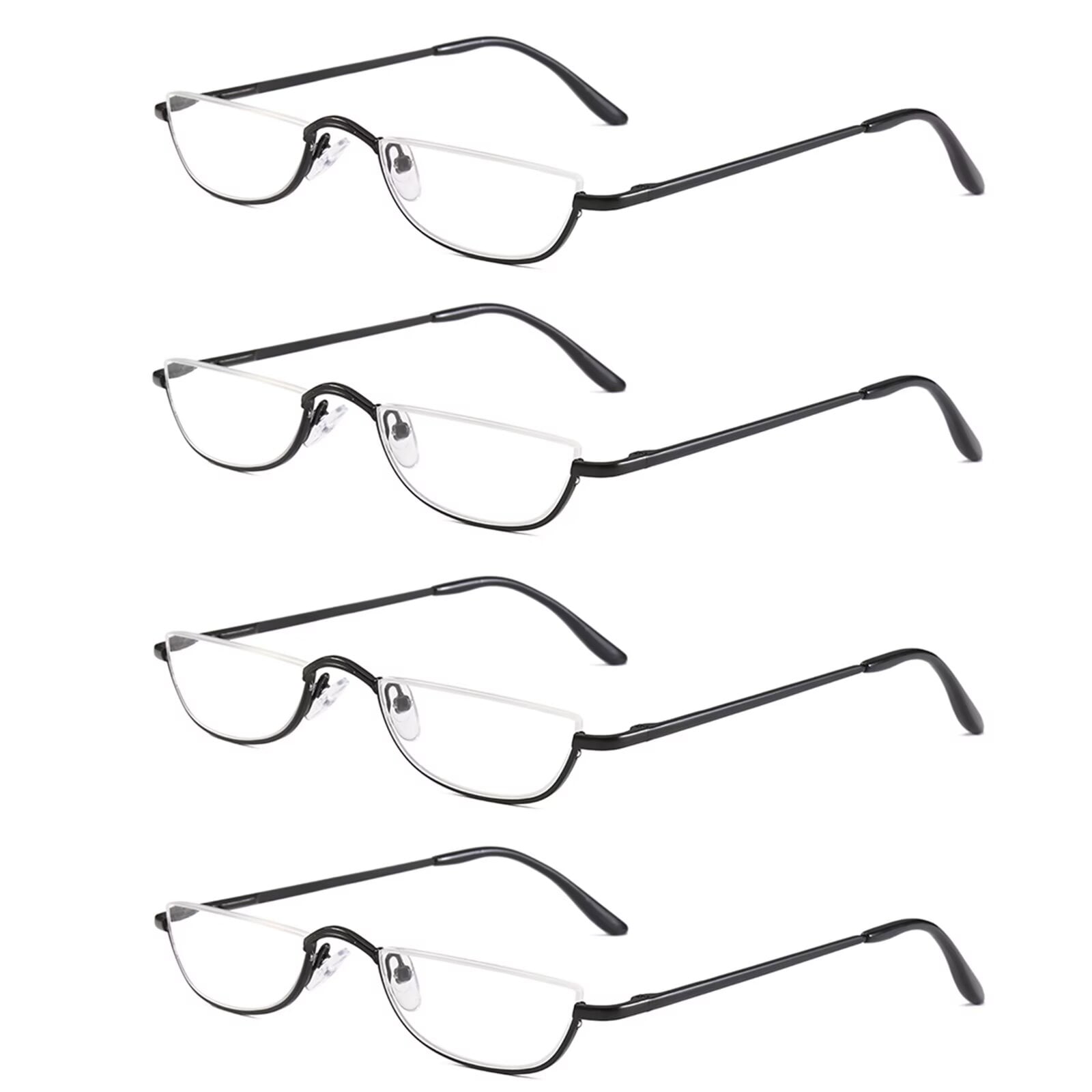 REAVEE Half Reading Glasses - 4 Pairs Half Rim Metal Frame Glasses ...
