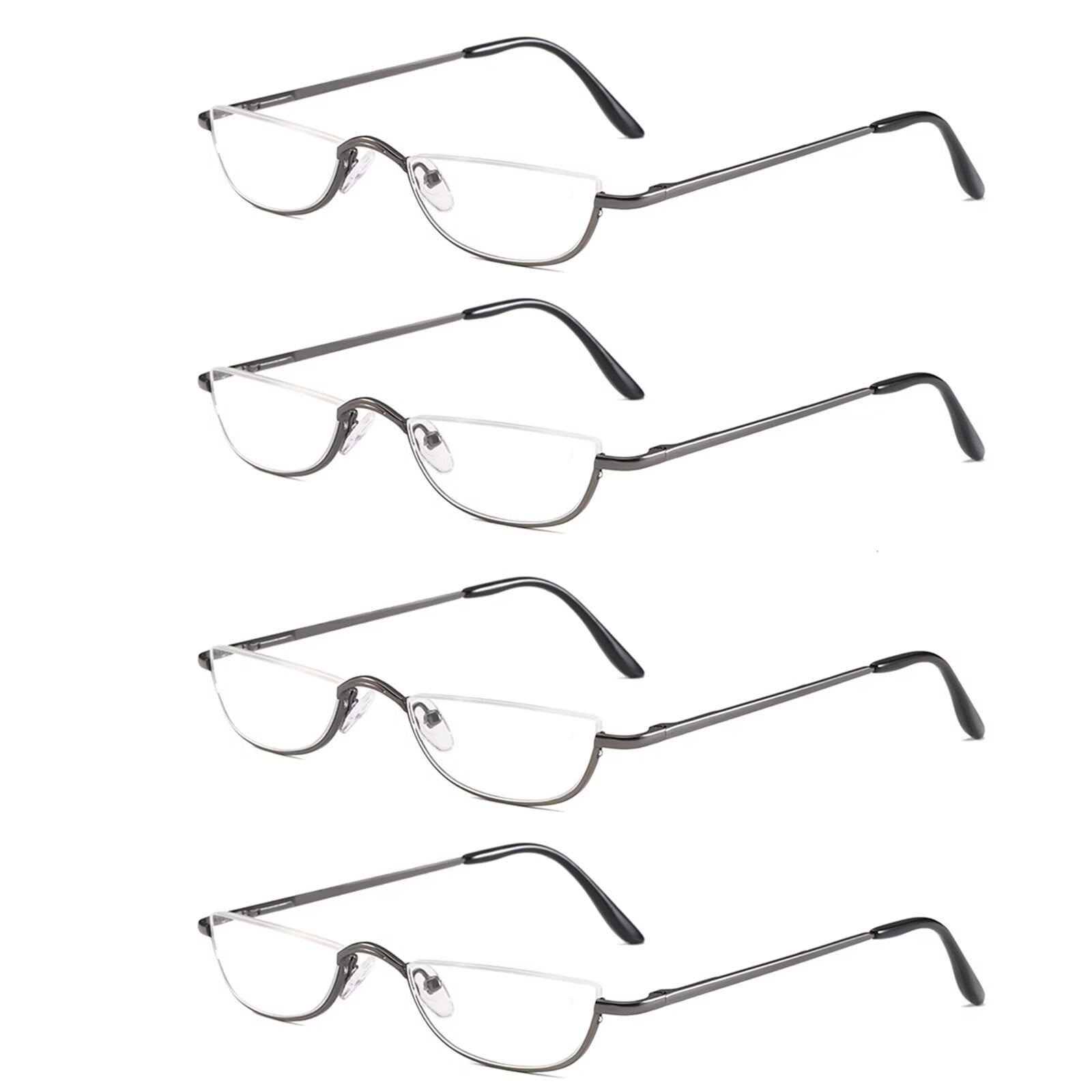 REAVEE Half Reading Glasses - 4 Pairs Half Rim Metal Frame Glasses ...