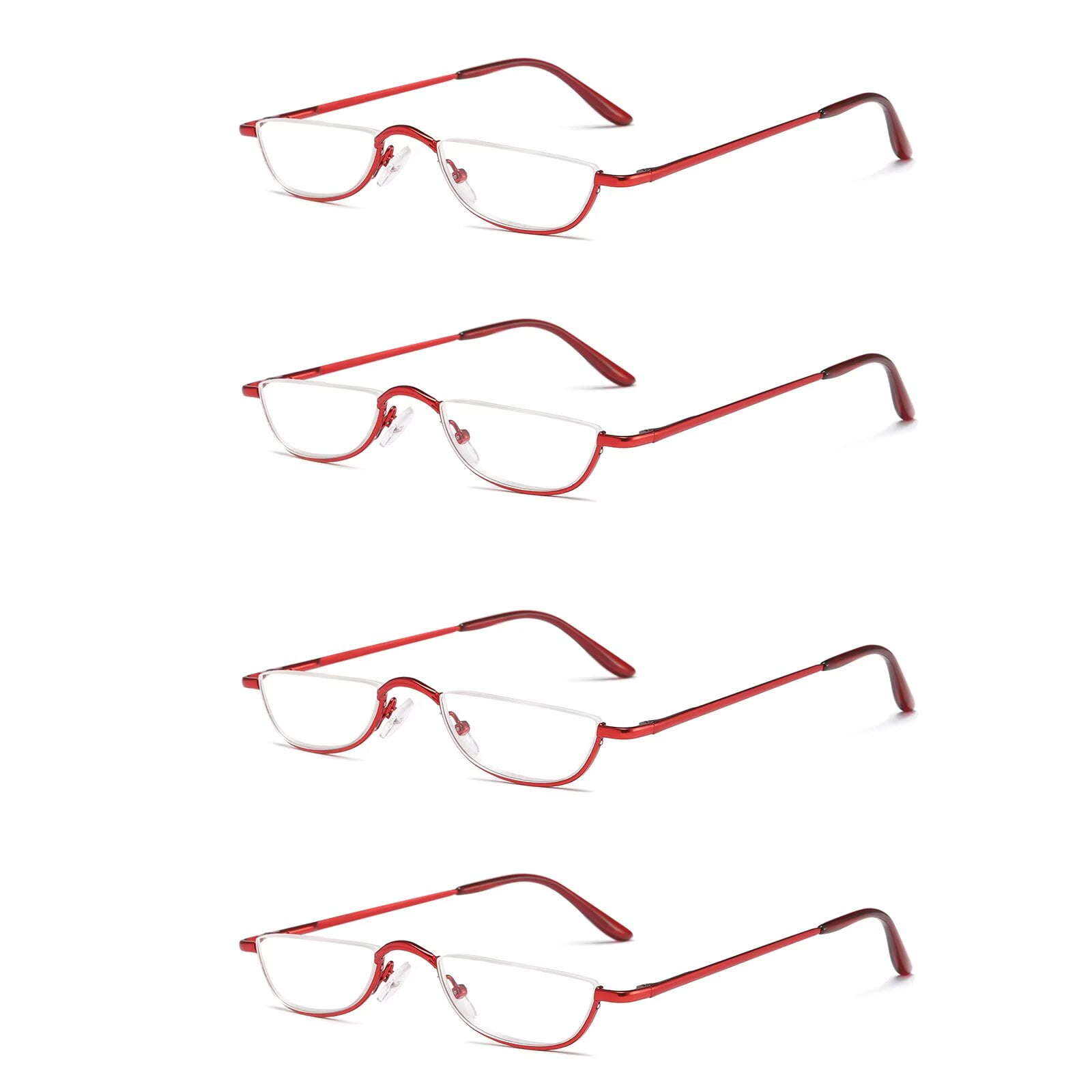 REAVEE Half Reading Glasses - 4 Pairs Half Rim Metal Frame Glasses ...