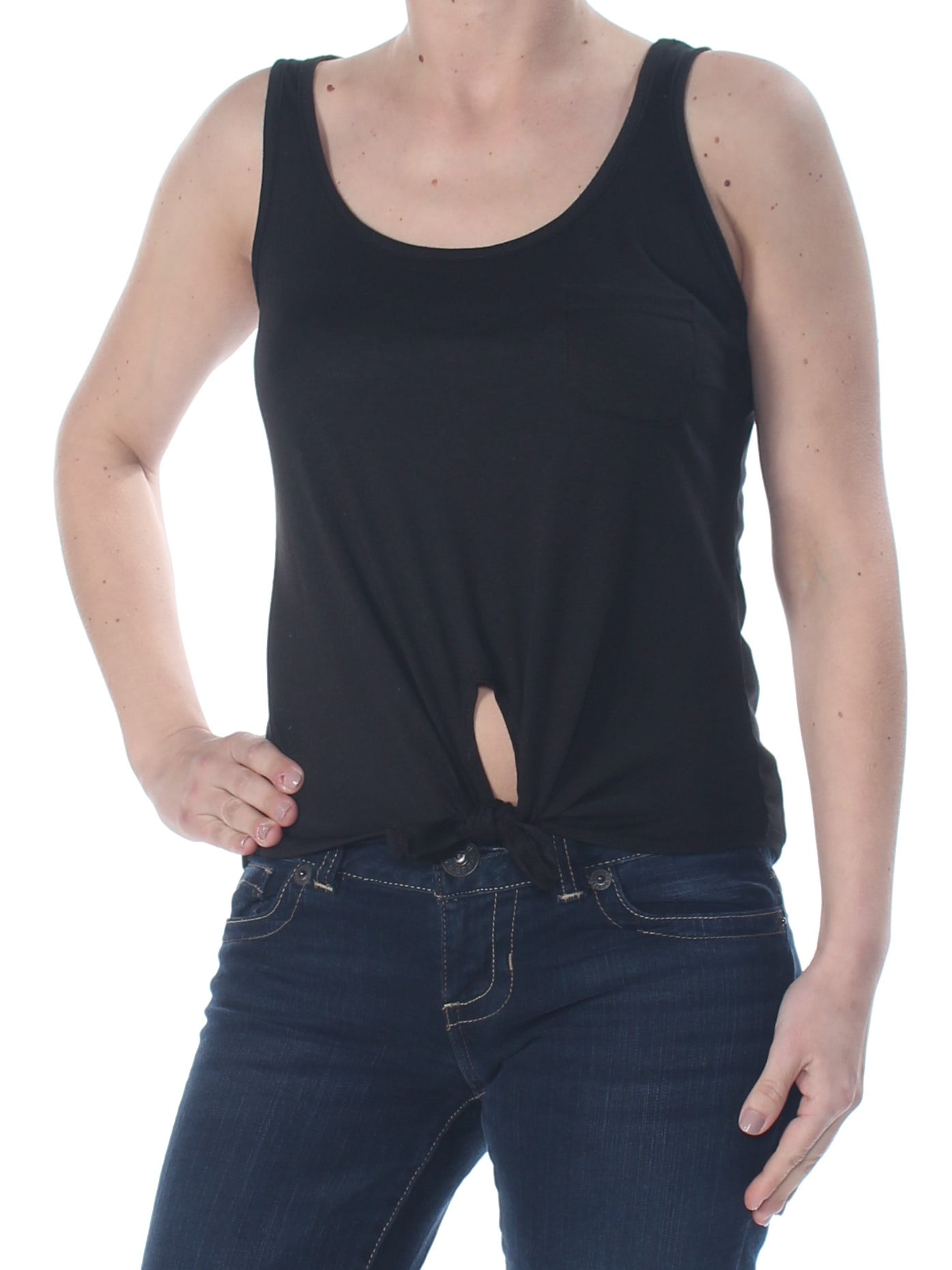 REBELLIOUS ONE $24 Womens New 1016 Black Pocketed Tie Waist Tank Top XS ...