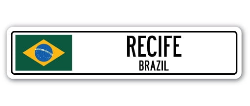 RECIFE BRAZIL Street Sign Brazilian flag city country road wall gift ...
