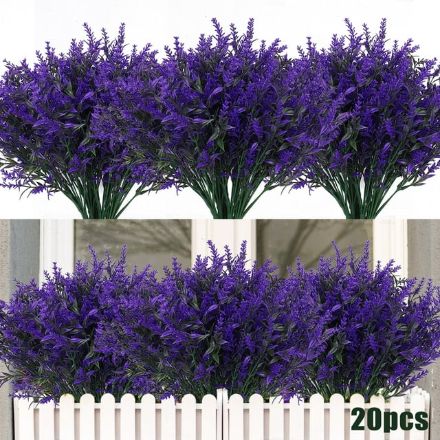 RECUTMS UV Resistant Artificial Outdoor Flowers, 20 Bundles for Indoor ...